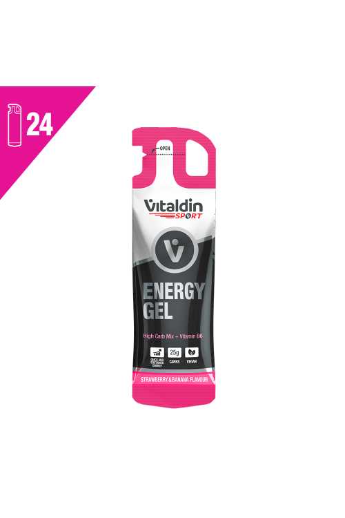 24 x Caffeine Free Strawberry & Banana Energy Gel - Vitaldin